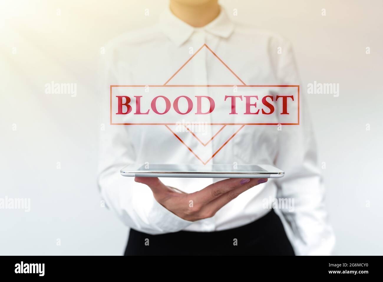 Sign displaying Blood Test. Concept meaning Extracted blood sample from ...