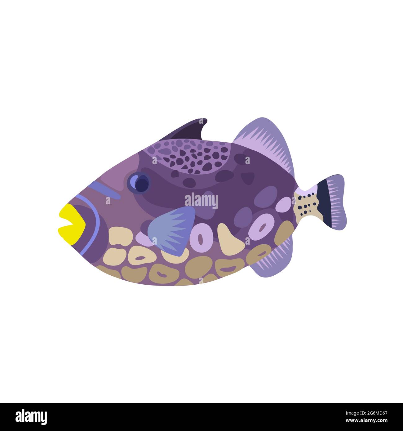 Cartoon illustrations of trigger clown fish isolated on white ...