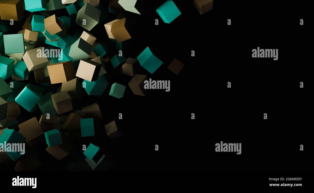 abstract background of cluttered cubes floating on a dark background ...