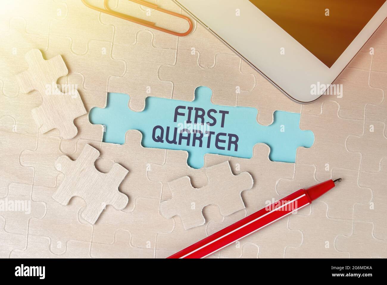 Text caption presenting First Quarter. Business idea one of the ...