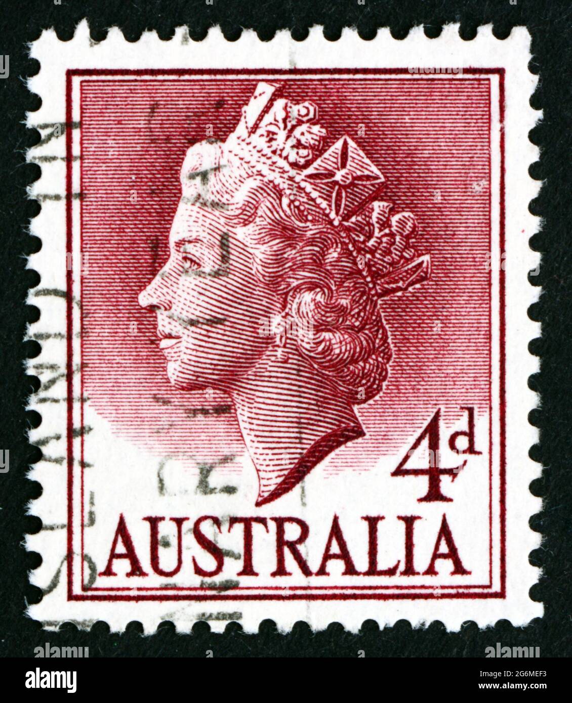 AUSTRALIA - CIRCA 1957: a stamp printed in the Australia shows Queen ...