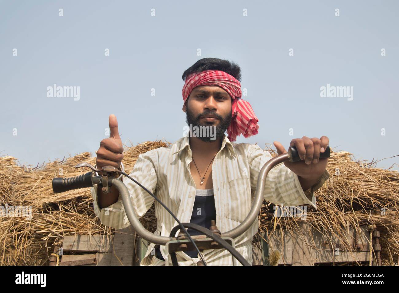 Young Adult man driving machine rickshaw showing thumbs up sign Stock ...