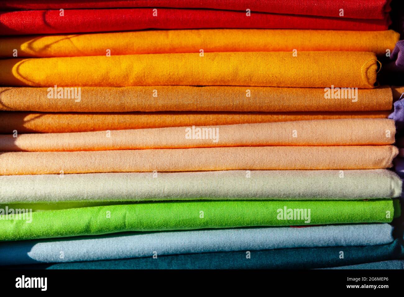 Colorful fabrics and materials . Colored soft background . Assorted ...