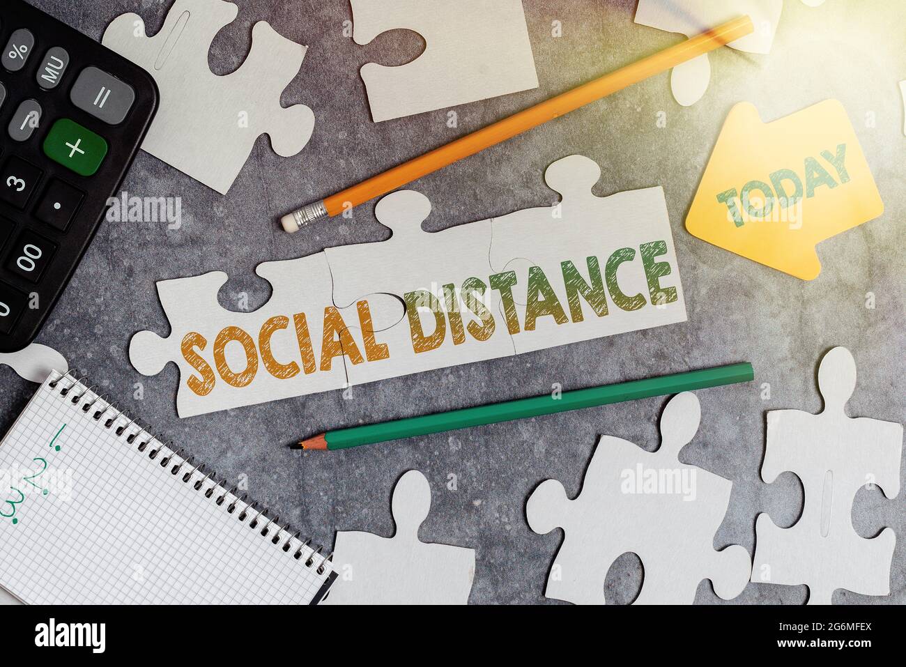 Handwriting text Social Distance. Word for maintaining a high interval ...