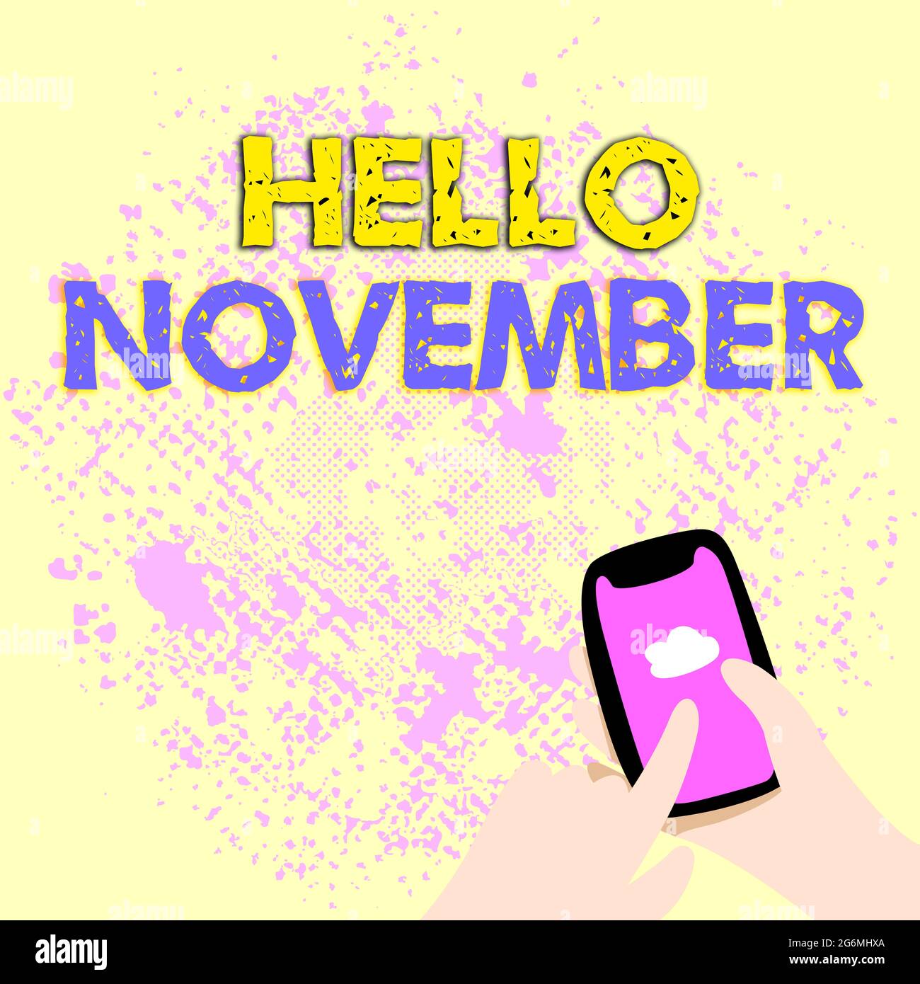 Text caption presenting Hello November. Business showcase greeting used ...