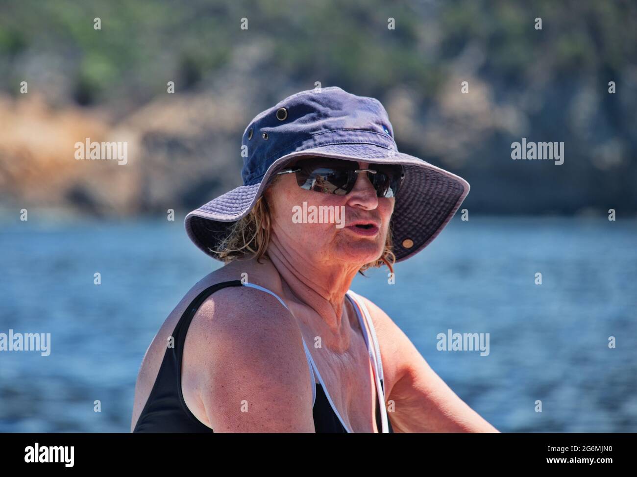 Portrait of senior woman on a boat Stock Photo - Alamy
