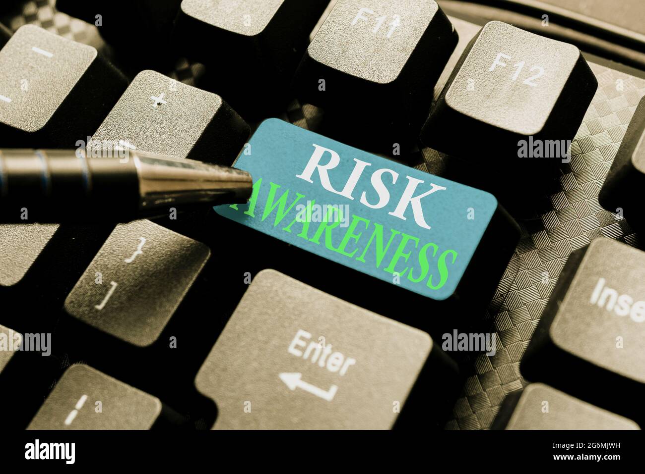 Hand writing sign Risk Awareness. Word Written on recognizing factors ...