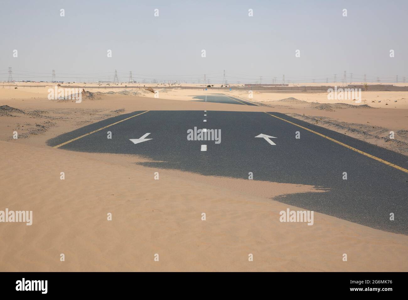 Sand covering the road in Dubai, UAE Stock Photo - Alamy