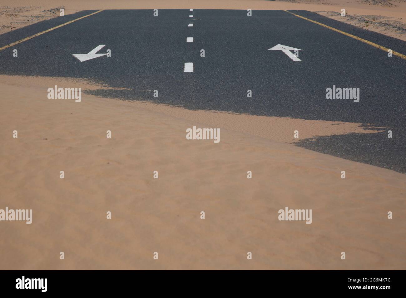Sand covering the road in Dubai, UAE Stock Photo - Alamy