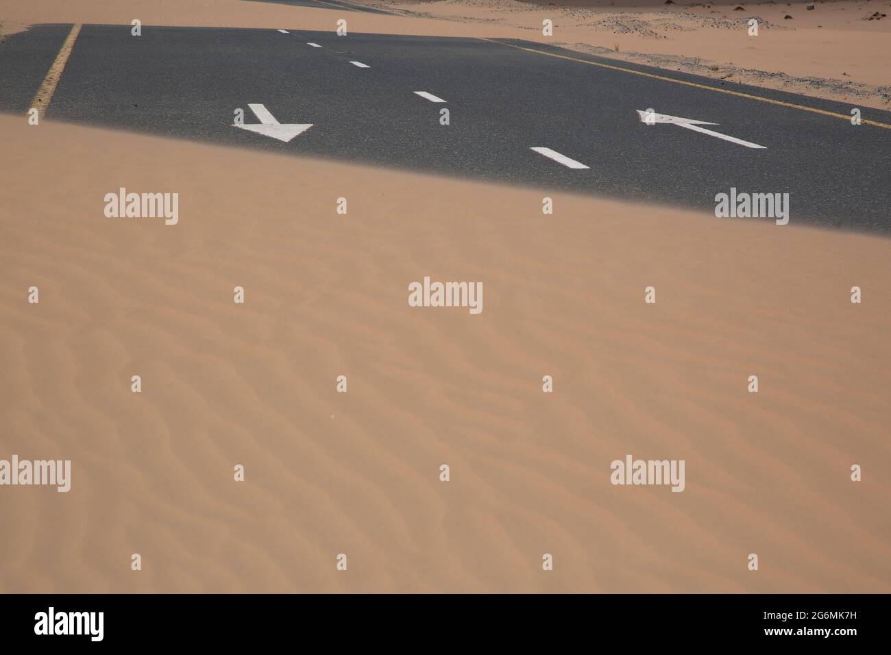 Sand covering the road in Dubai, UAE Stock Photo - Alamy