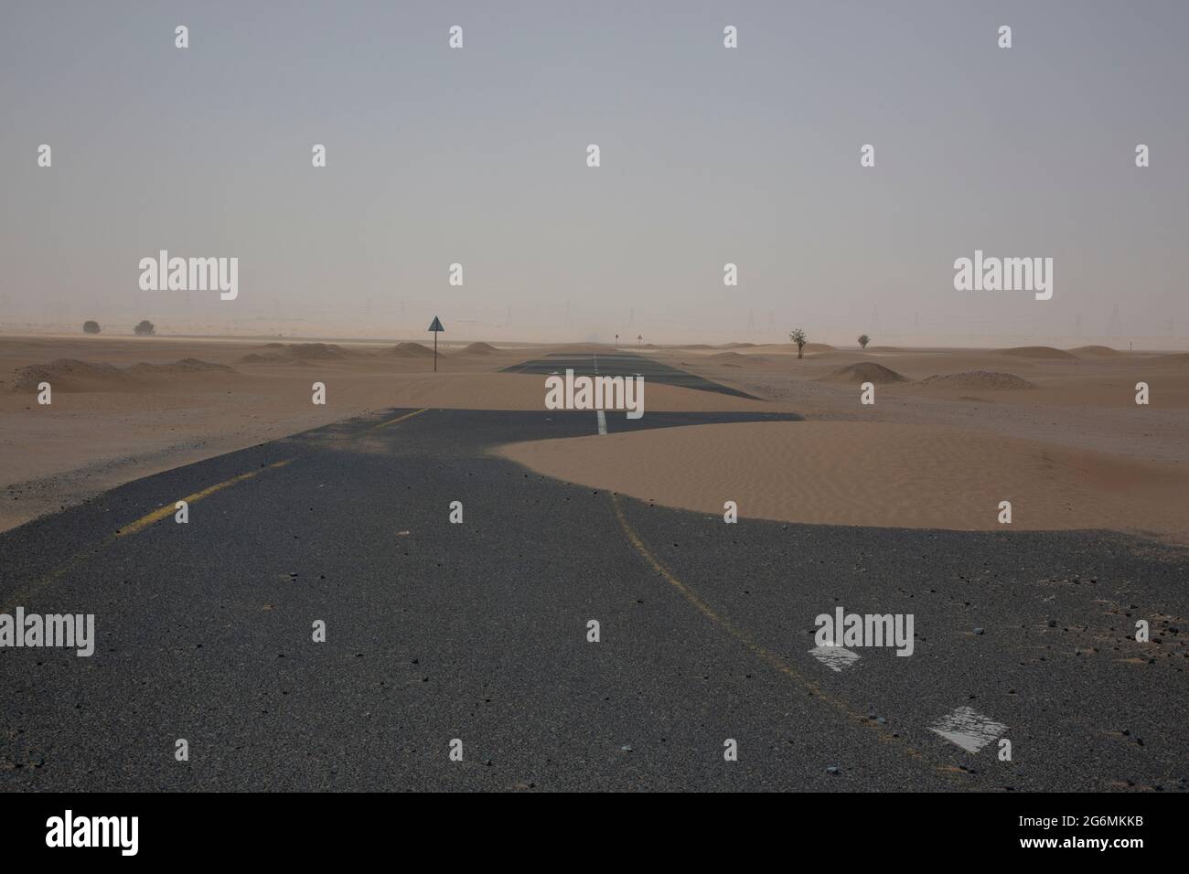 Desert road in a sand storm hi-res stock photography and images - Alamy