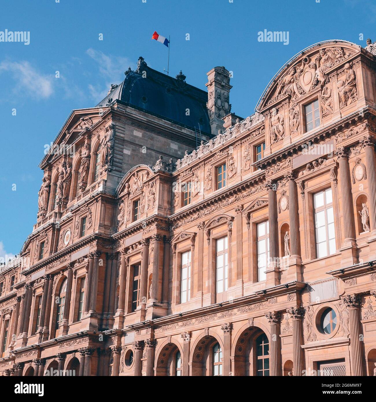 Low angle of a famous museum of Louvre in Paris, France Stock Photo - Alamy