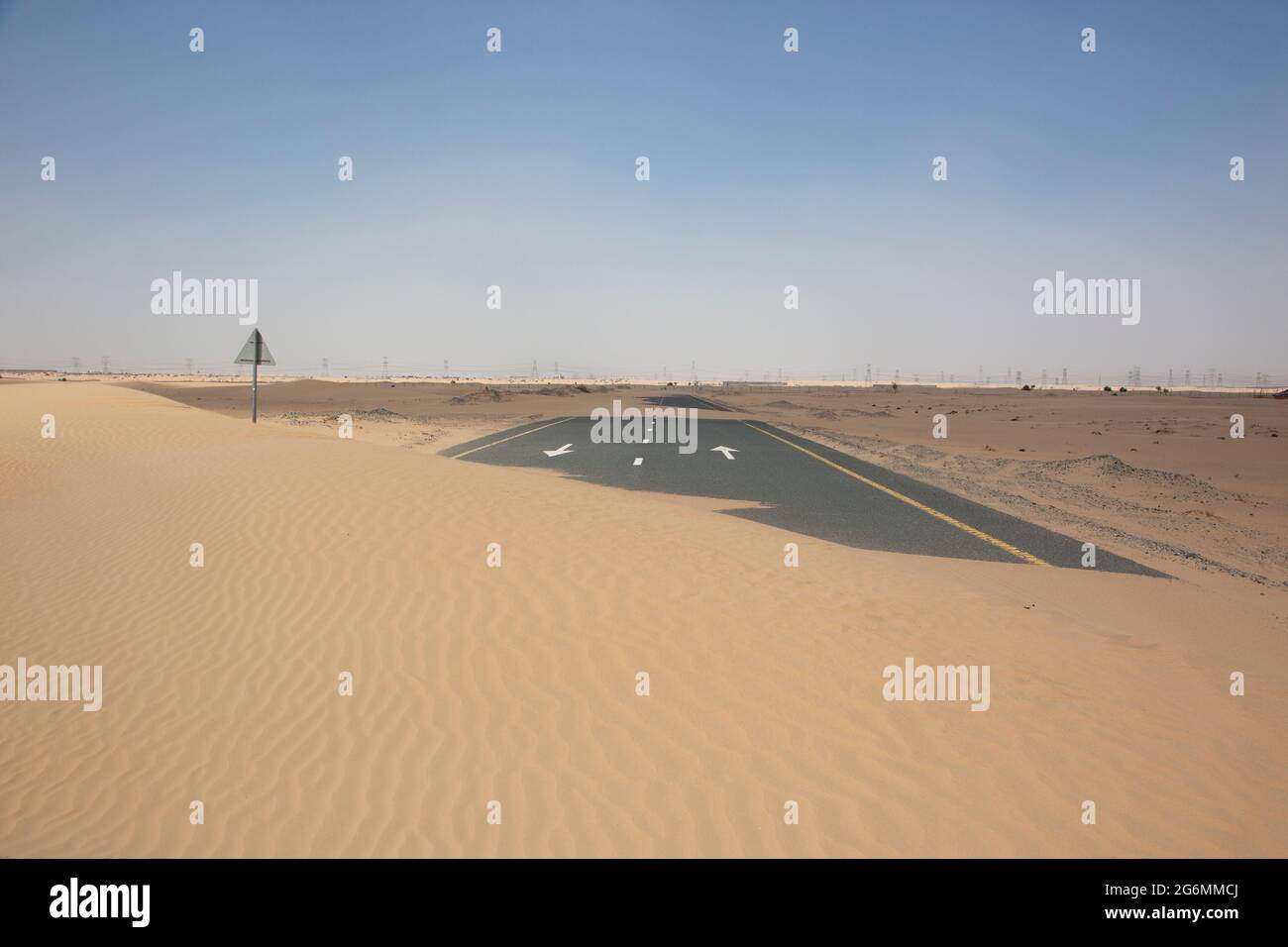 Sand covering the road in Dubai, UAE Stock Photo - Alamy