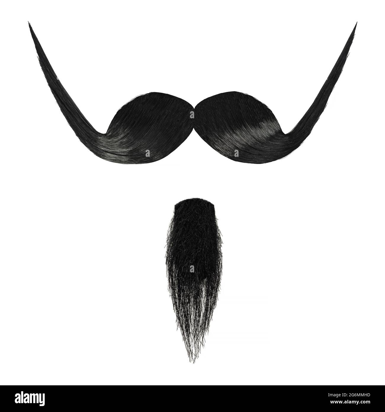 Black curly mustache and goatee beard isolated on a white background ...