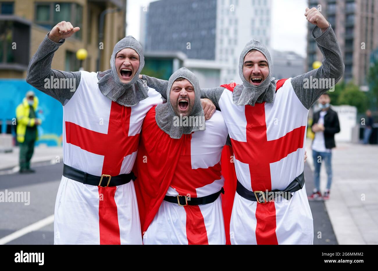 England fans dressed as knights outside Wembley Stadium ahead of the ...