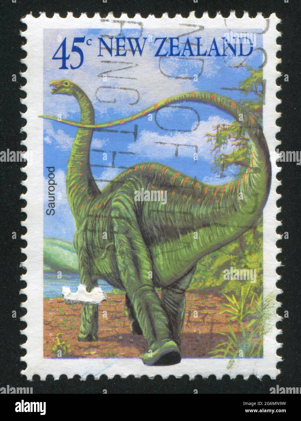 NEW ZEALAND - CIRCA 1993: stamp printed by New Zealand, shows sauropod ...