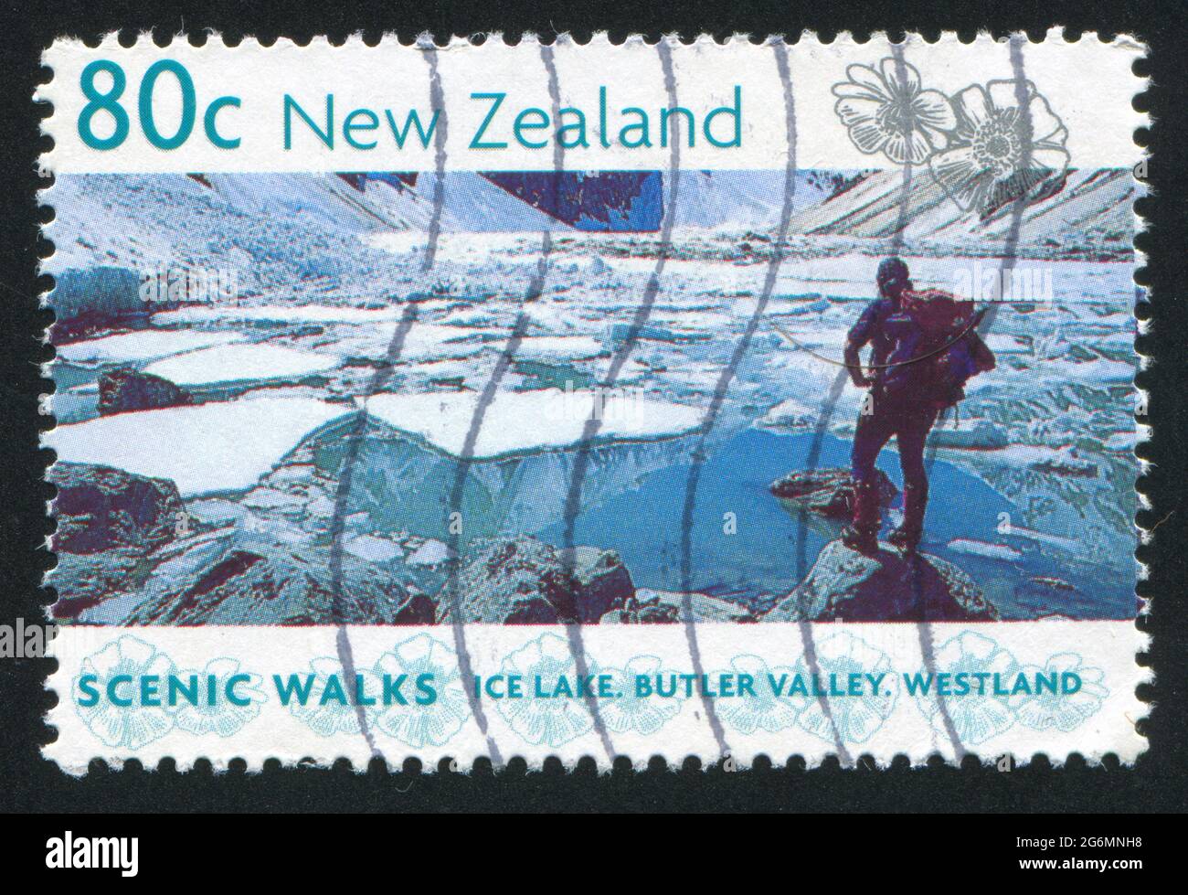 NEW ZEALAND - CIRCA 1999: stamp printed by New Zealand, shows ice lake ...