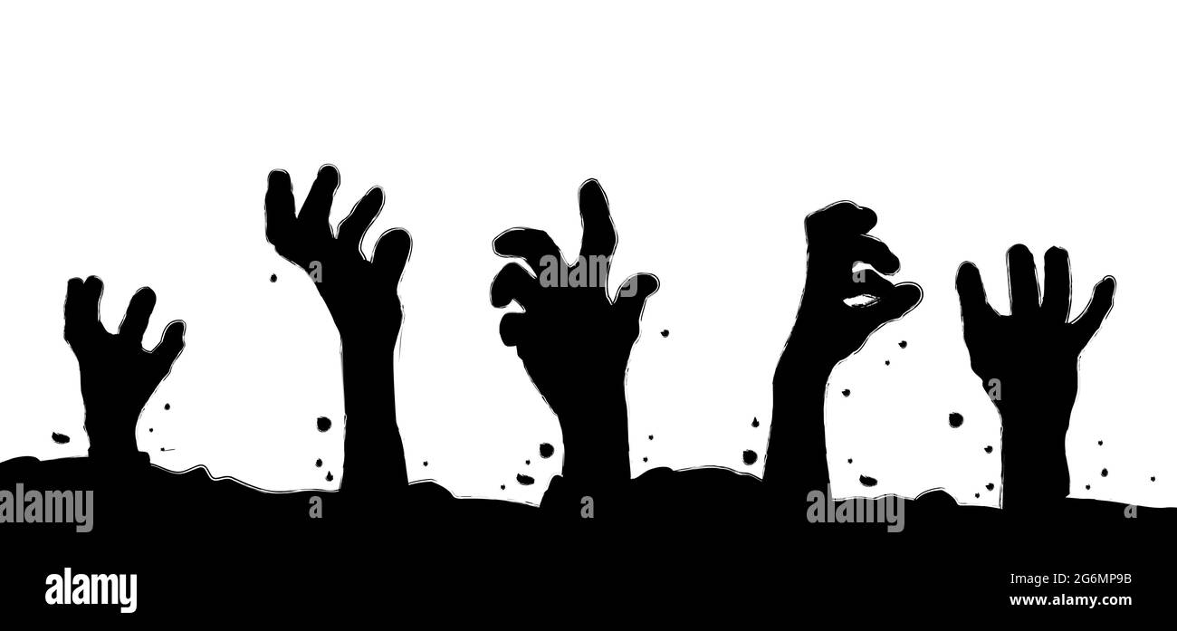 Rise of zombies hand from the ground. Hands on other layer. Zombie hand ...