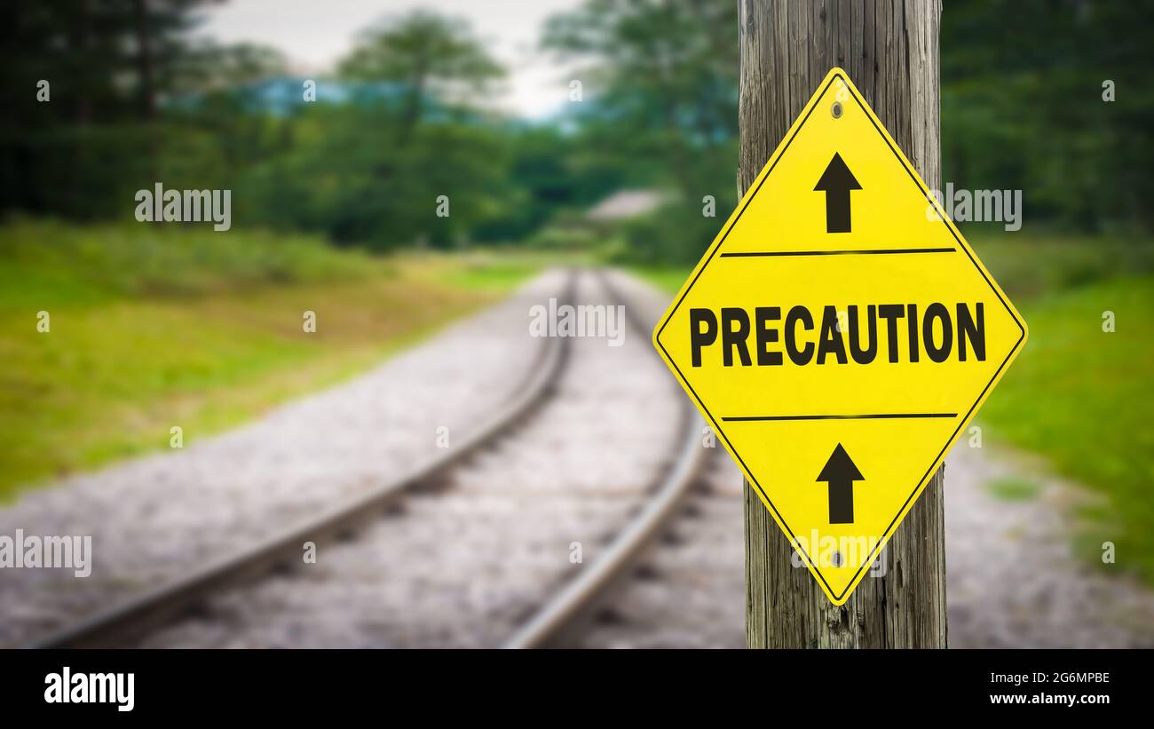 Street Sign the Direction Way to Precaution Stock Photo - Alamy