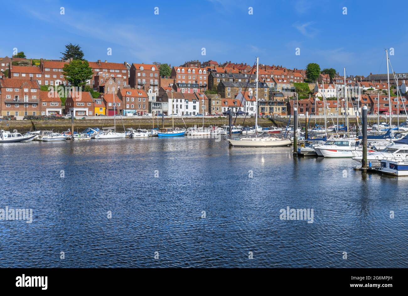 The classic, old-fashioned, British, seaside town of Whitby in ...