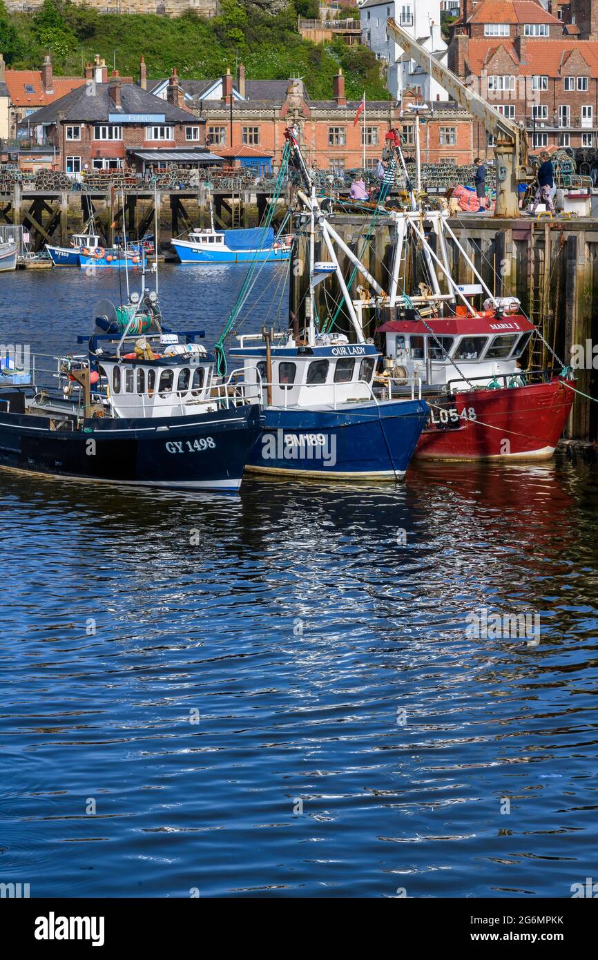 The classic, old-fashioned, British, seaside town of Whitby in ...