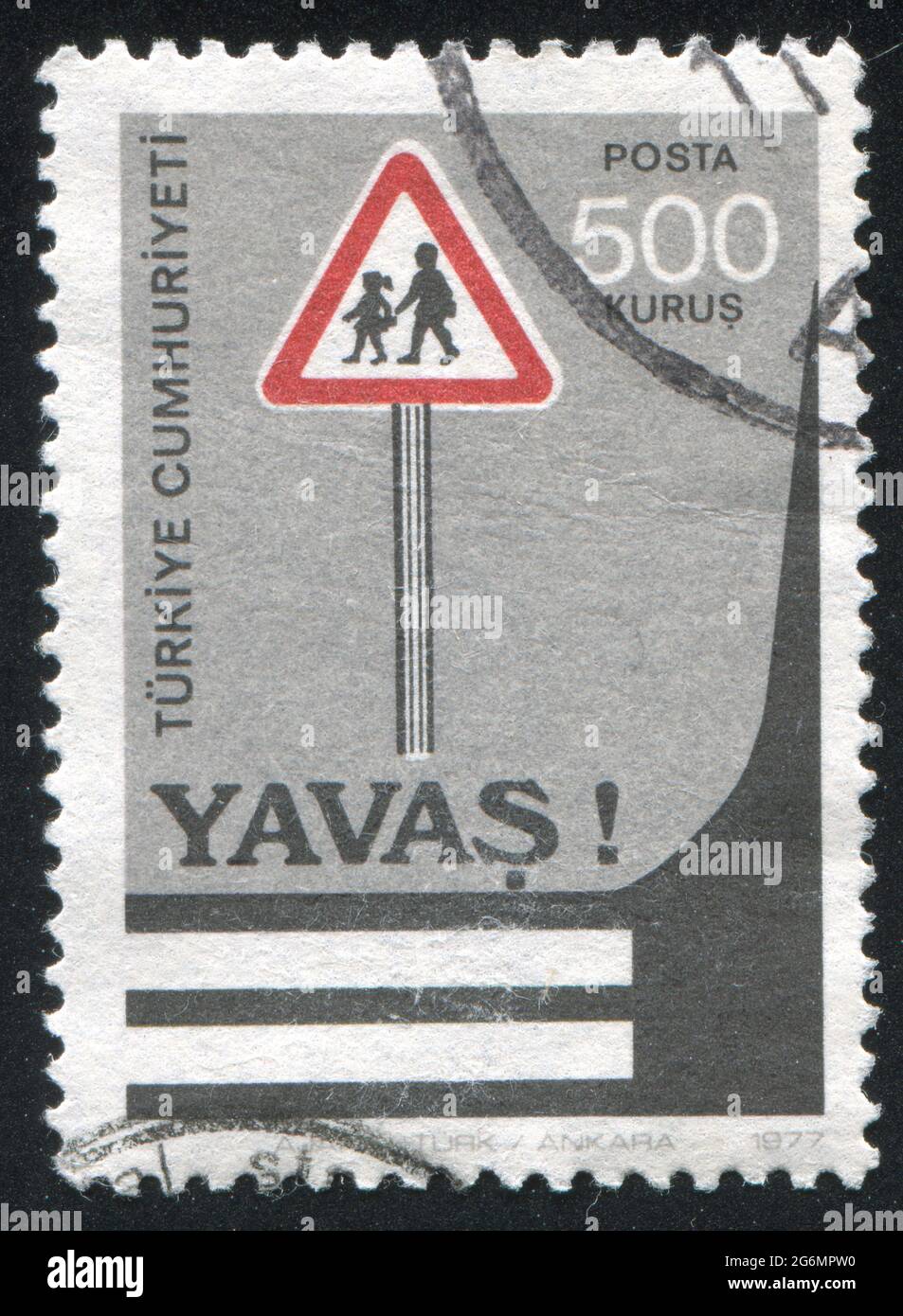 TURKEY - CIRCA 1977: stamp printed by Turkey, shows road safety ...