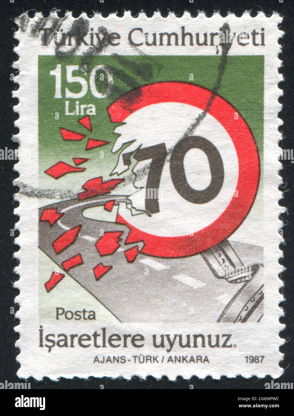 TURKEY - CIRCA 1987: stamp printed by Turkey, shows road safety ...