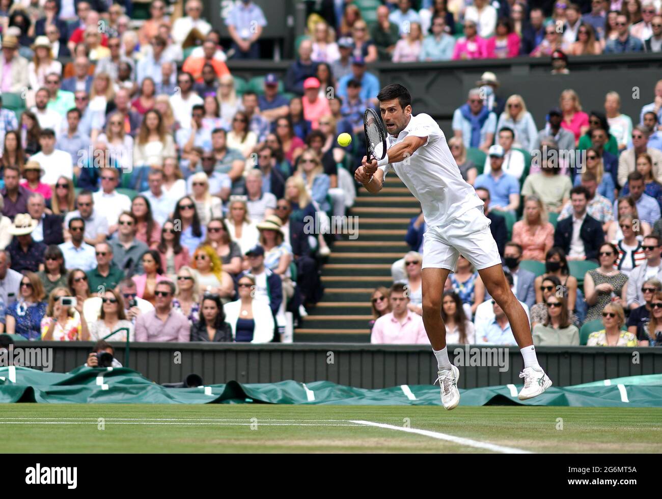 on day nine of Wimbledon at The All England Lawn Tennis and Croquet ...