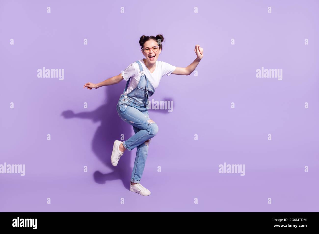 Full body photo of excited cheerful person have fun beaming smile ...