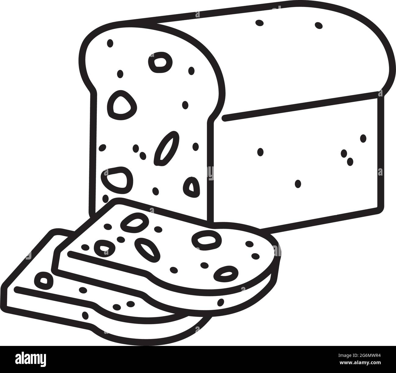 Loaf and slices of whole grain brown bread with nuts and fruits vector ...