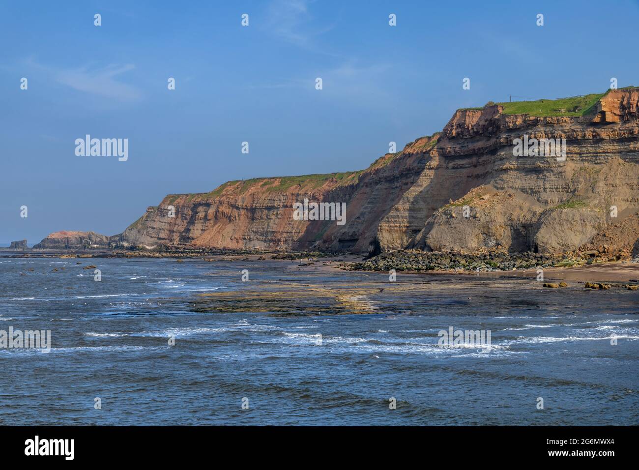 The rugged cliffs and coastline of the classic, old-fashioned, British ...