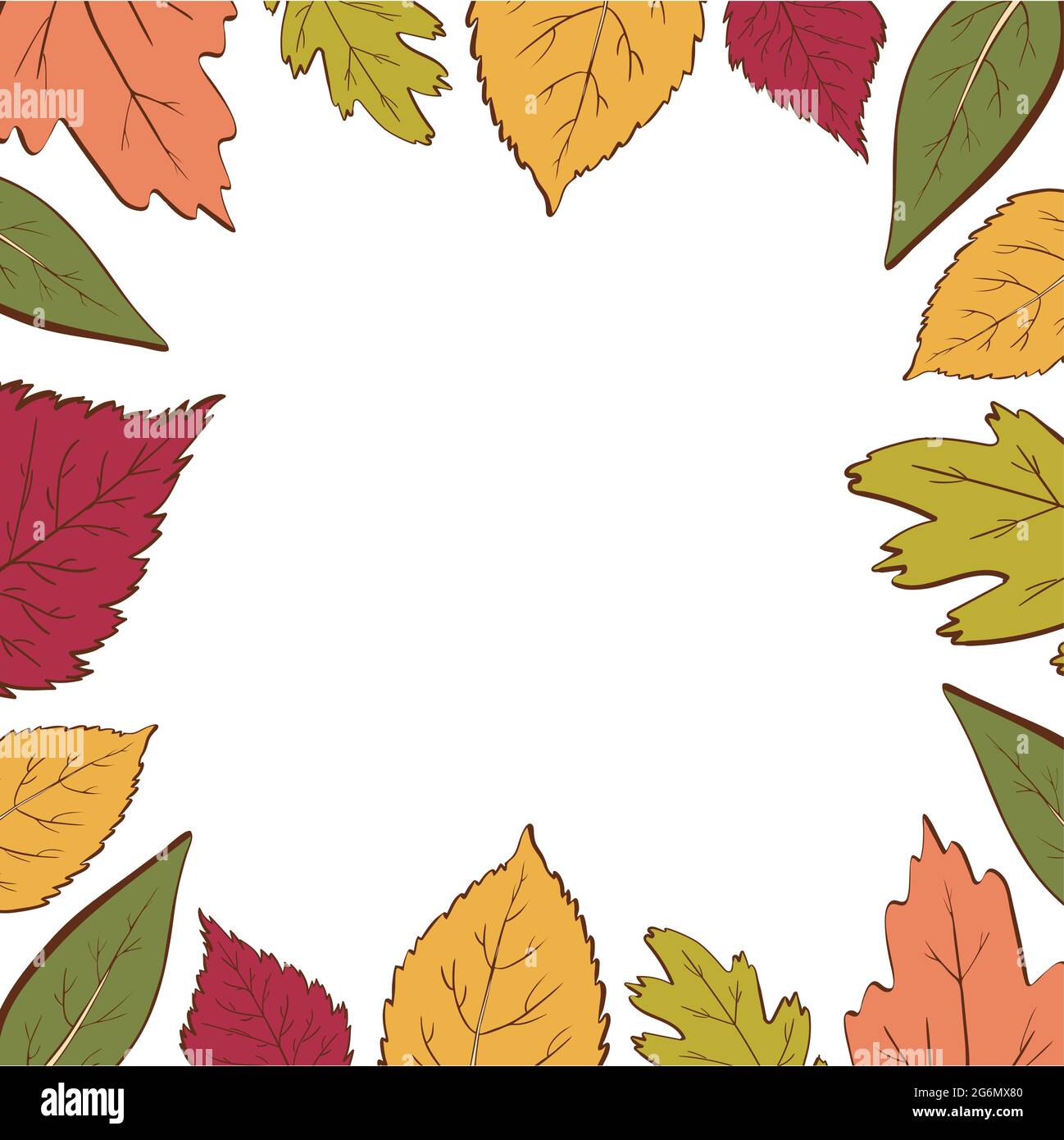 Autumn leaves hygge frame for your text isolated on white background ...