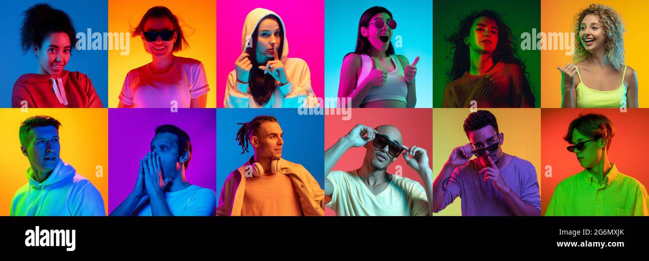 Neon face collage hi-res stock photography and images - Alamy