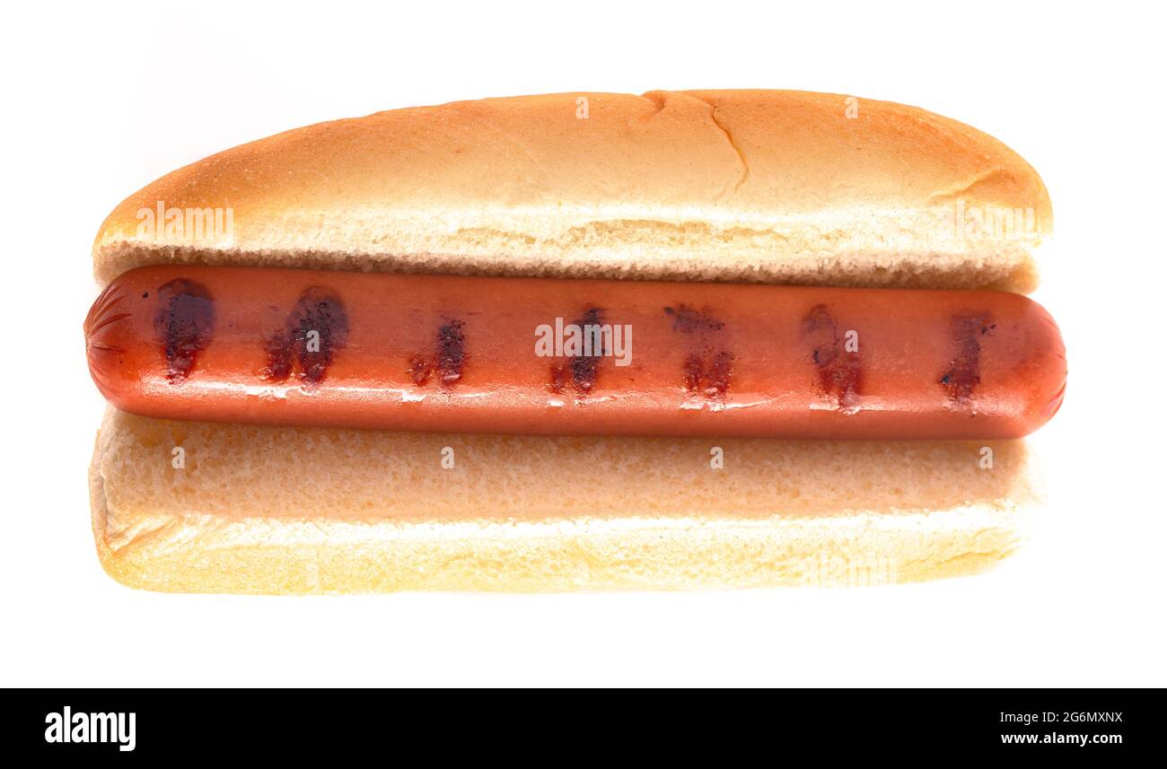 Grilled Hot Dog Isolated on a White Background Stock Photo - Alamy