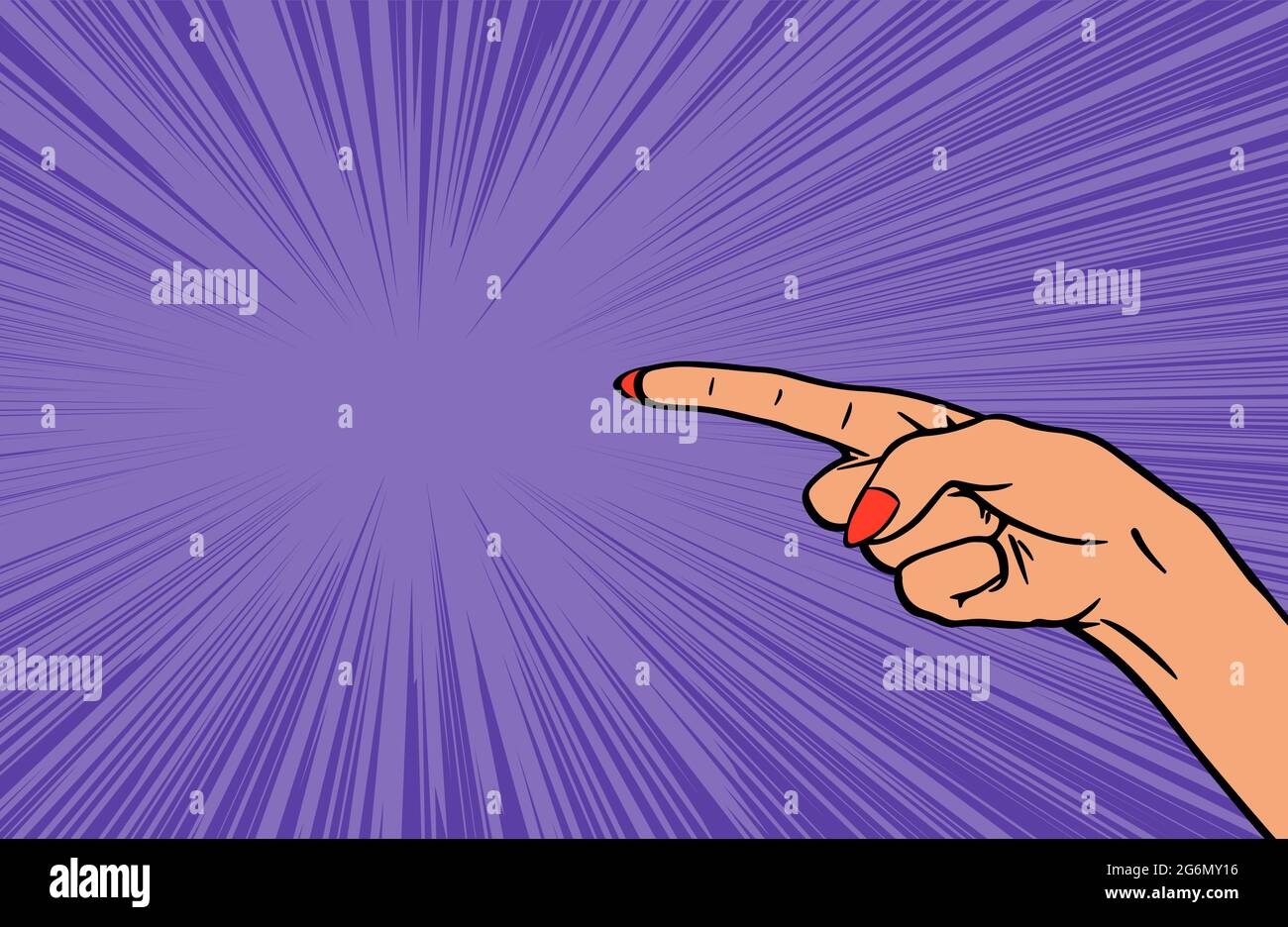 The female hand advertises. Pointing with a finger. Background for ...