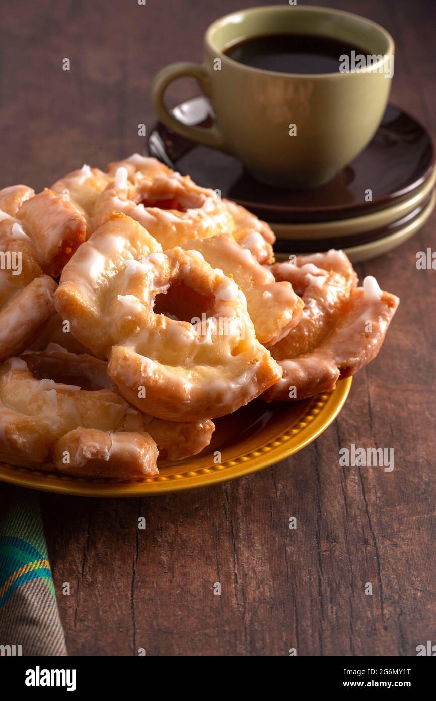 Old Fashioned Donuts on a Rustic Wooden Farm Table Stock Photo - Alamy