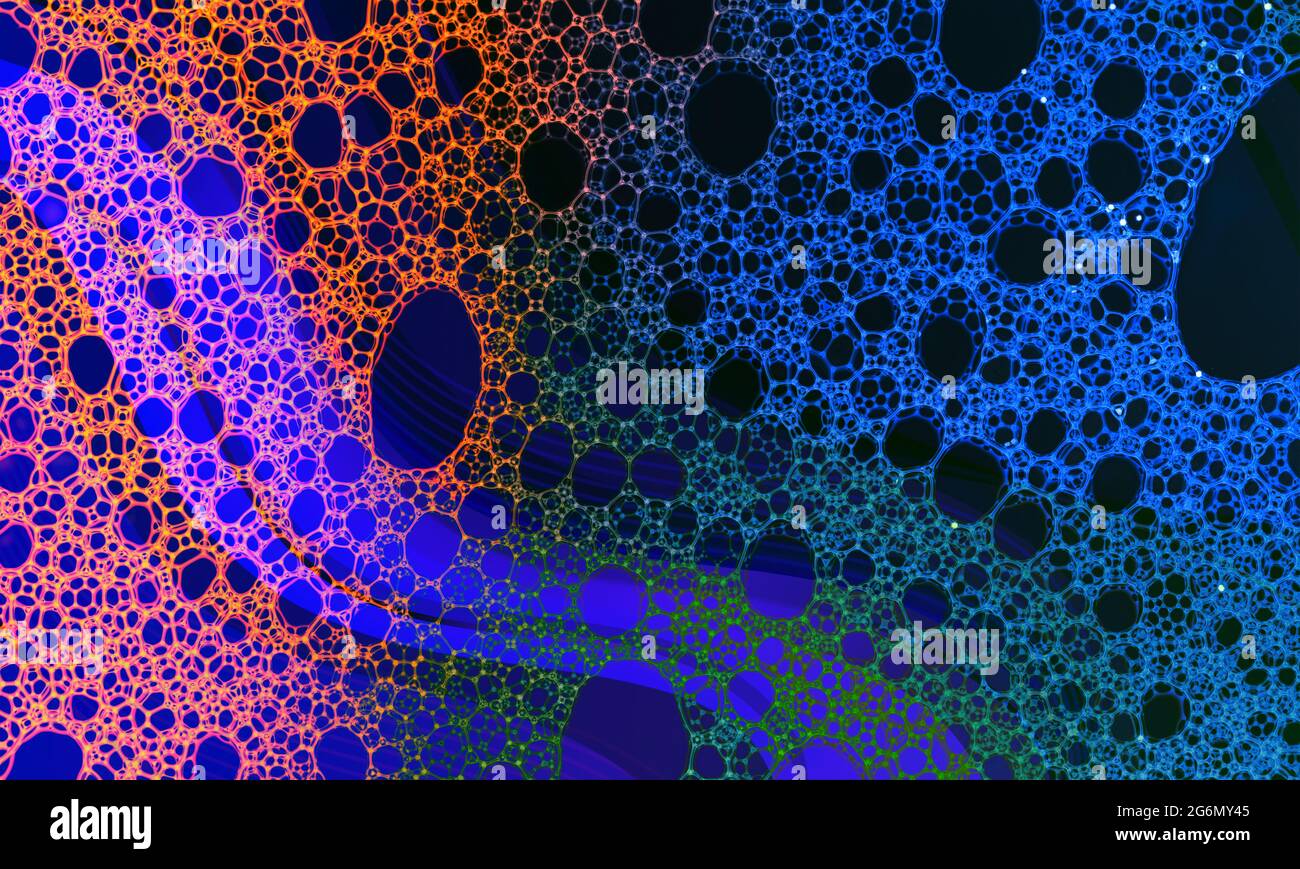 Contemporary dark background in gradient neon light. Copy space for ...