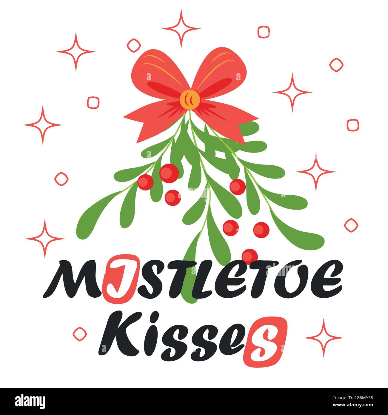 Couple kiss christmas mistletoe Stock Vector Images - Alamy