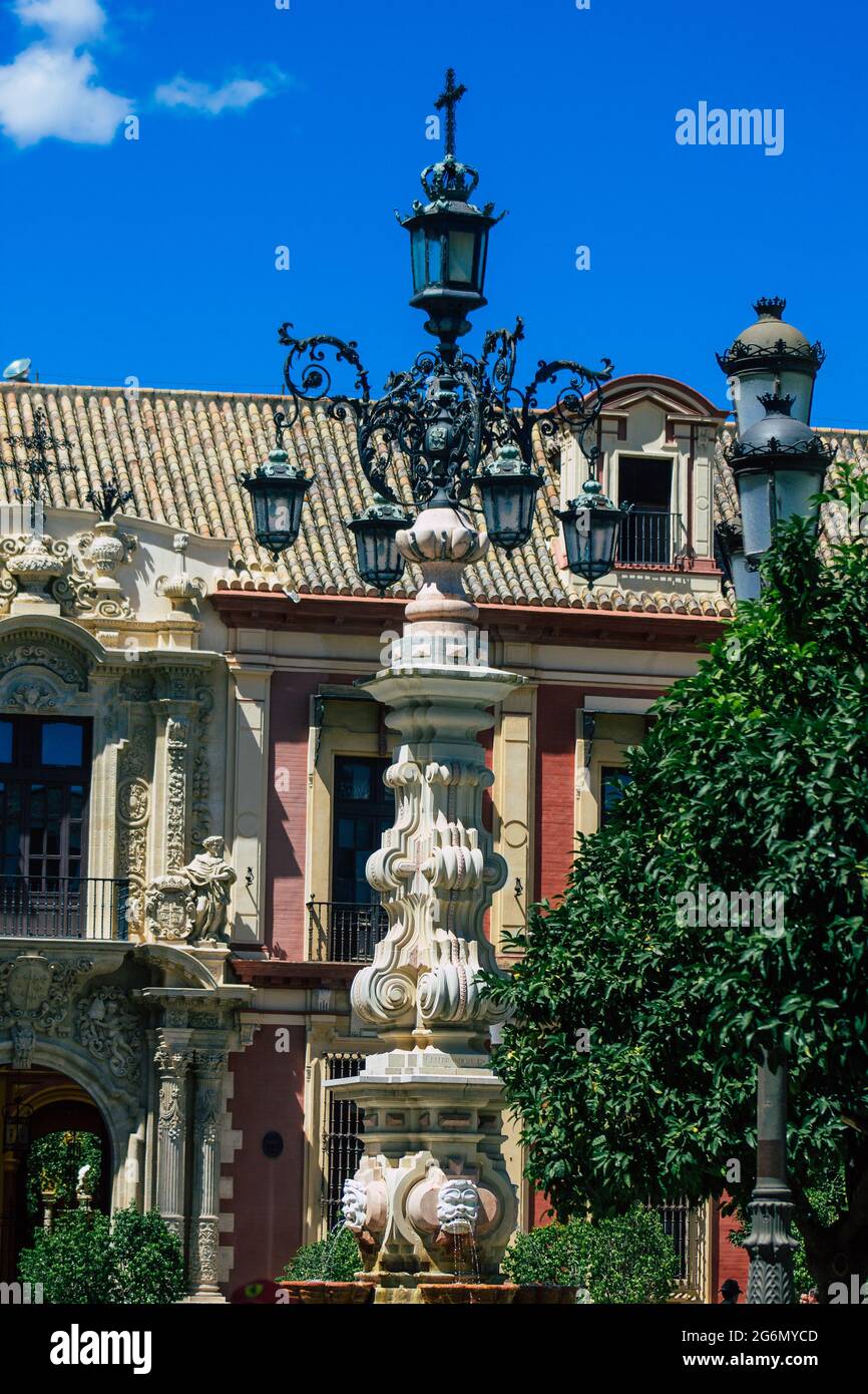 Seville Spain July 06, 2021 Urban landscape of the city of Seville, an ...