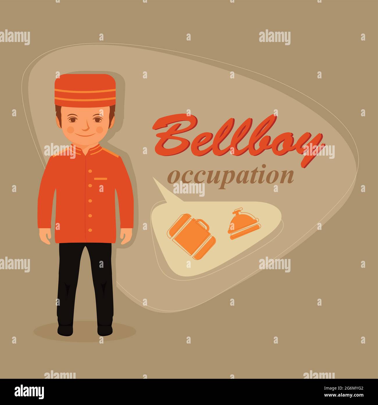 cartoon bellboy kid, hotel service vector illustration Stock Vector ...