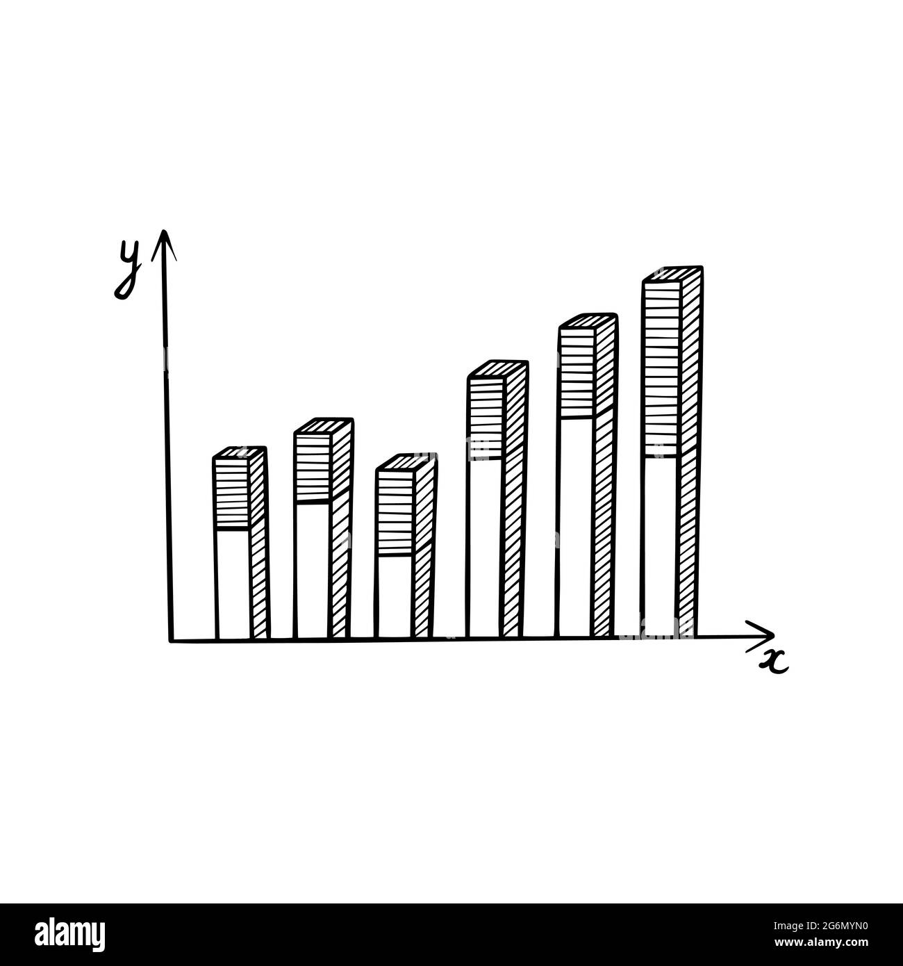 Hand drawn bar diagram on white background. Vector illustration Stock ...