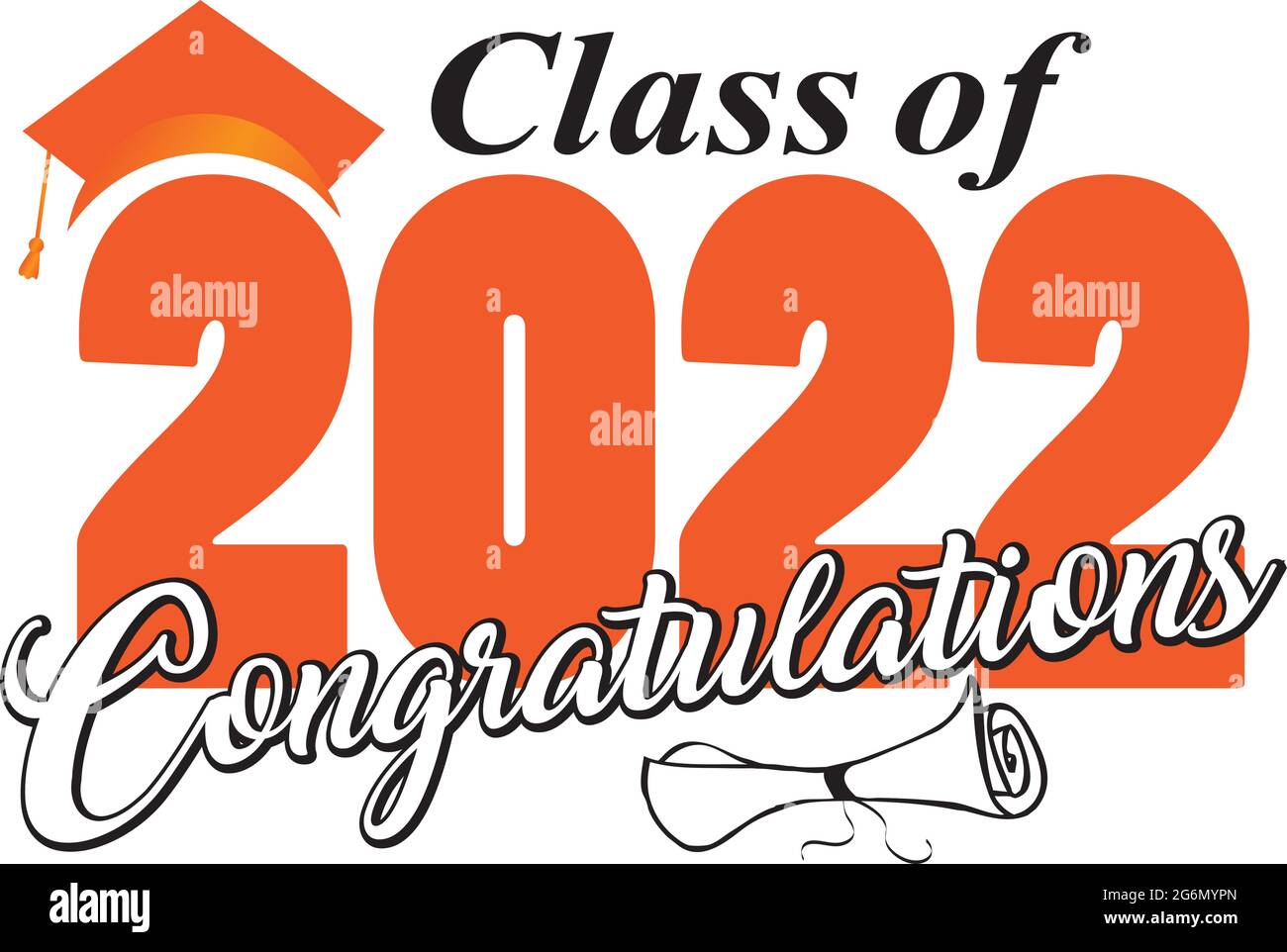 Class of 2022 Congratulations Orange and Black Graphic Stock Vector ...