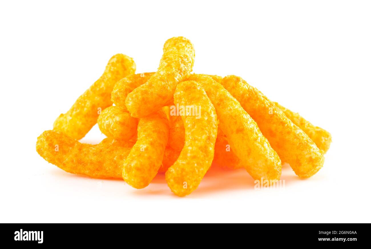 Orange Cheddar Cheese Puffs Isolated on a White Background Stock Photo ...