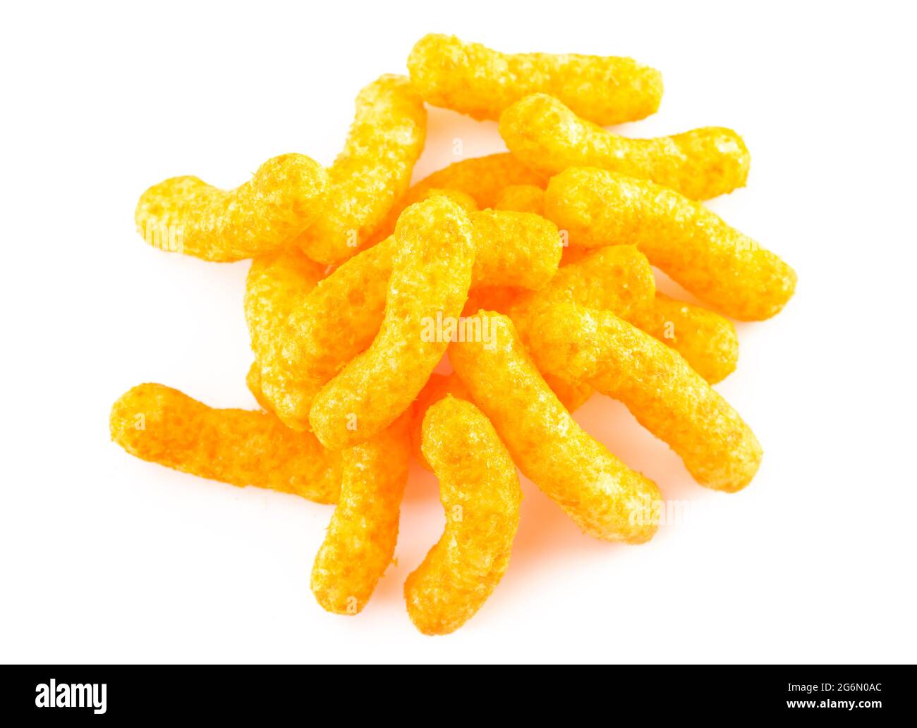 Orange Cheddar Cheese Puffs Isolated on a White Background Stock Photo ...