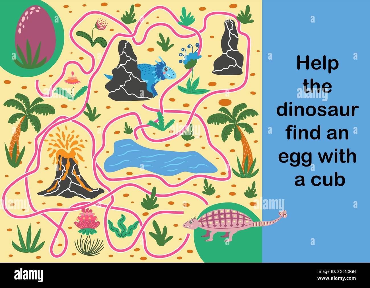 Help dinosaur find path to nest. Labyrinth. Maze game for kids. Help ...