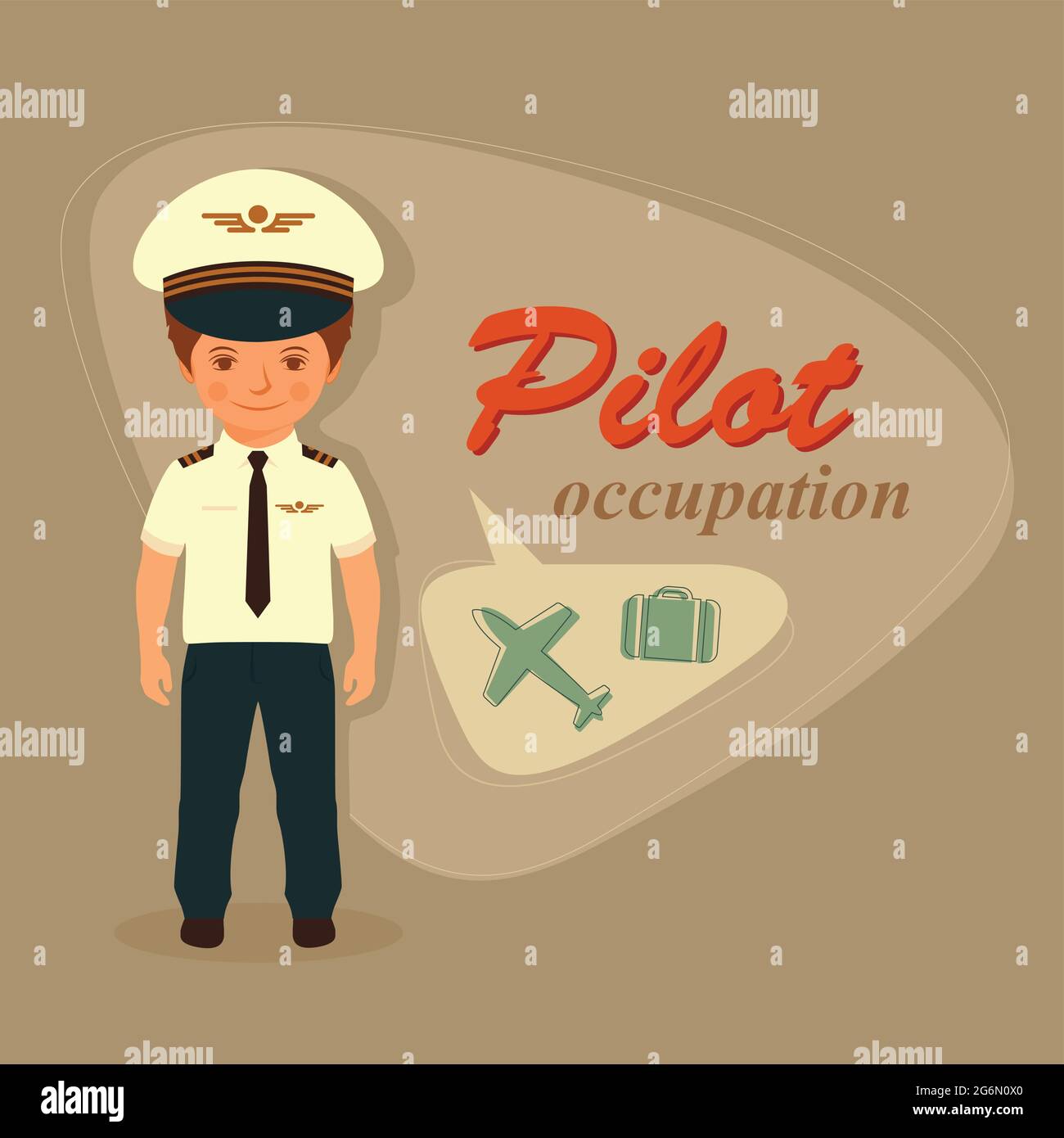 cartoon vector pilot, airplane illustration, flight plane captain Stock ...