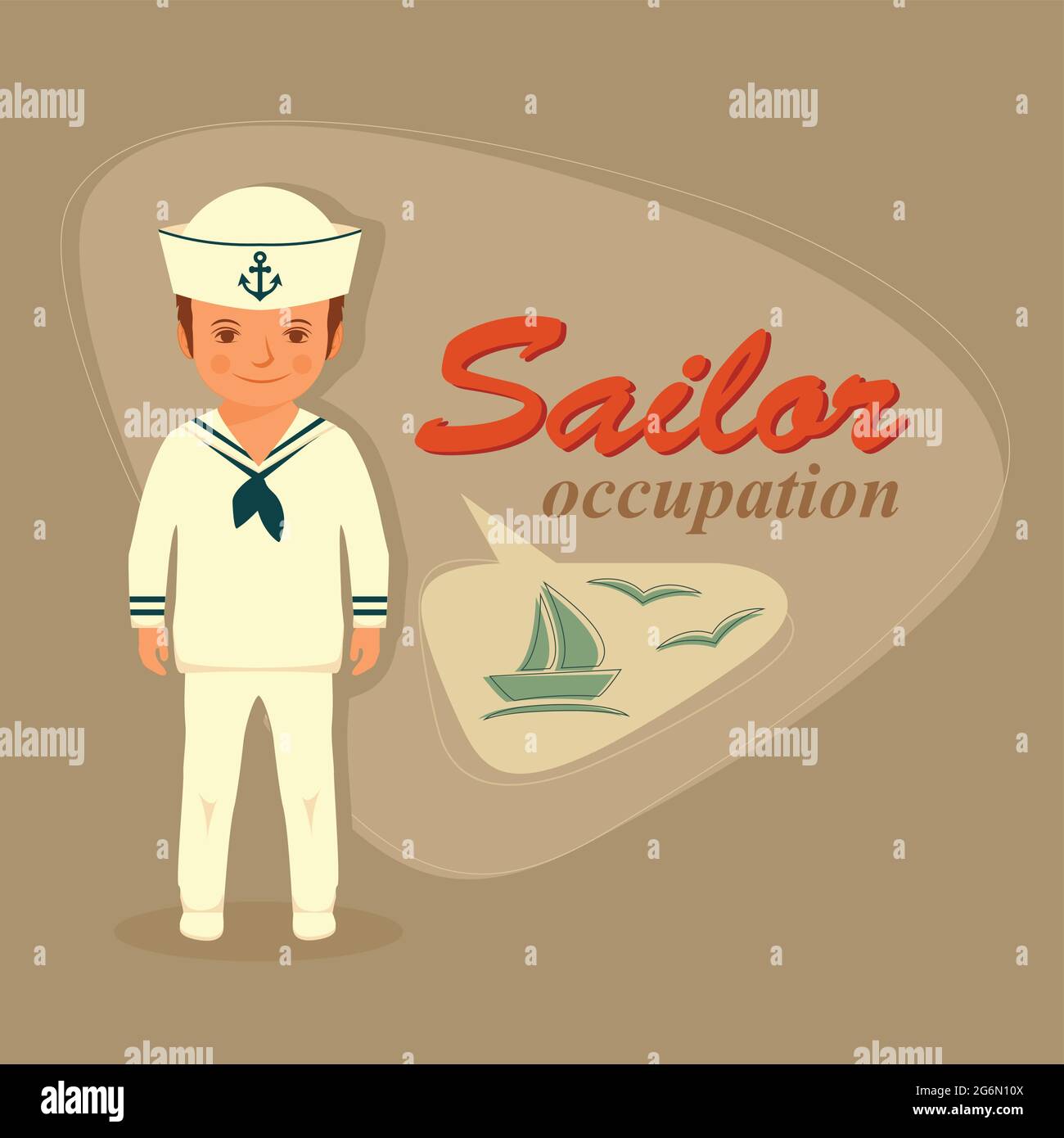 captain, sailor cartoon kid, vector sea illustration Stock Vector Image ...