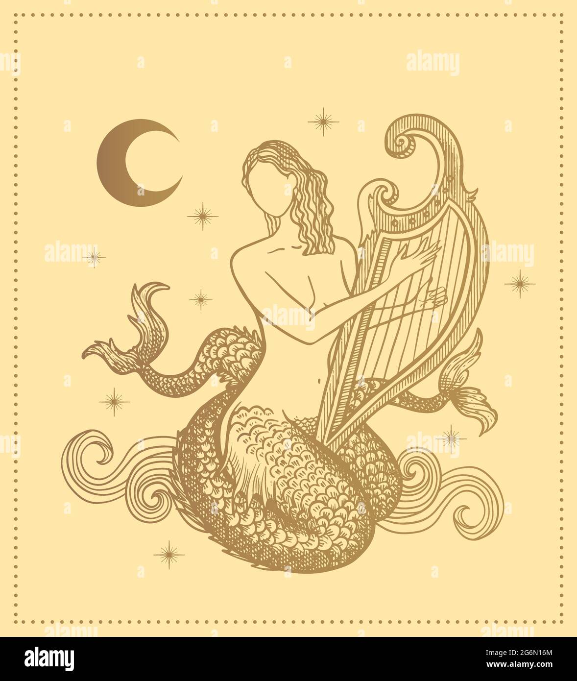Drawing engraving mermaid sea Stock Vector Images - Alamy