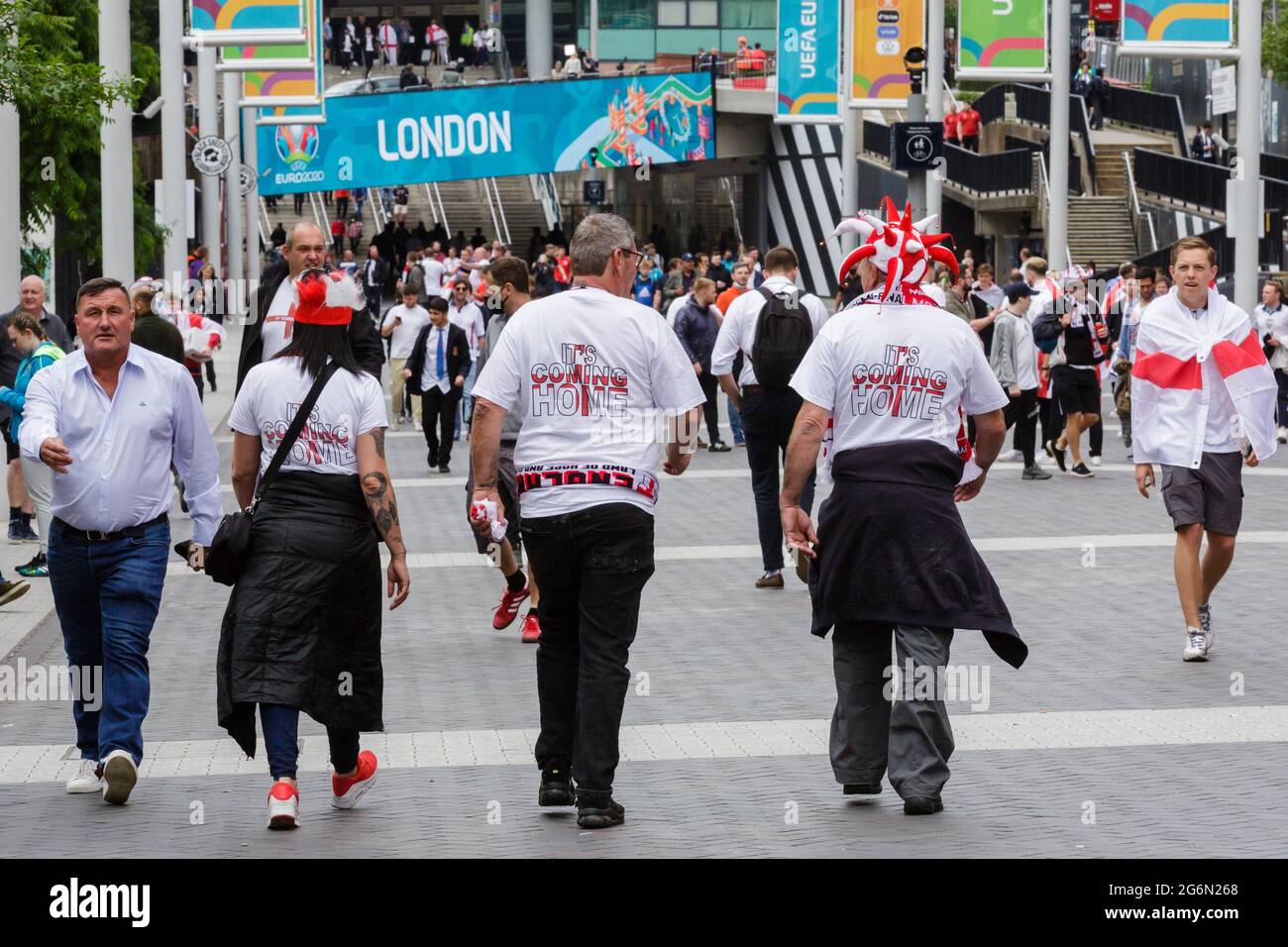 Wembley Stadium, Wembley Park, UK. 7th July 2021. England fans arriving ...