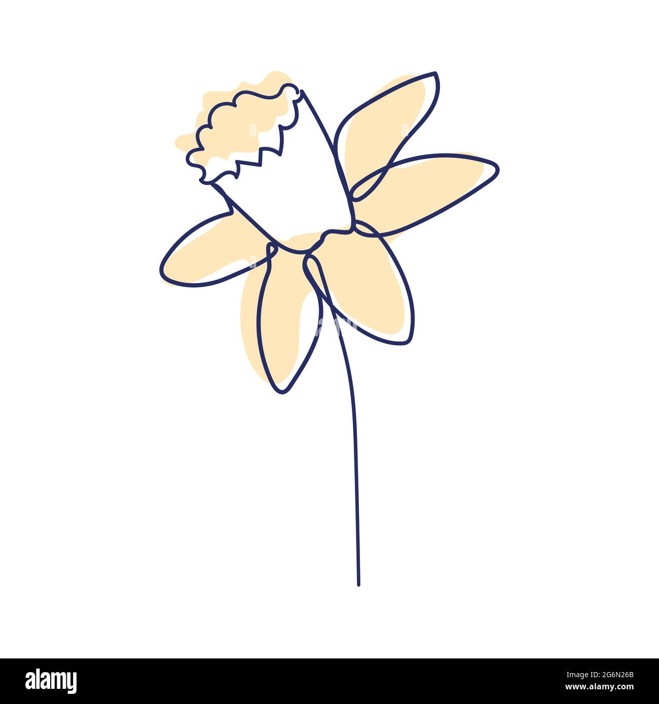 Continuous Line Drawing Of Beautiful Flower Narcissus Stock Vector